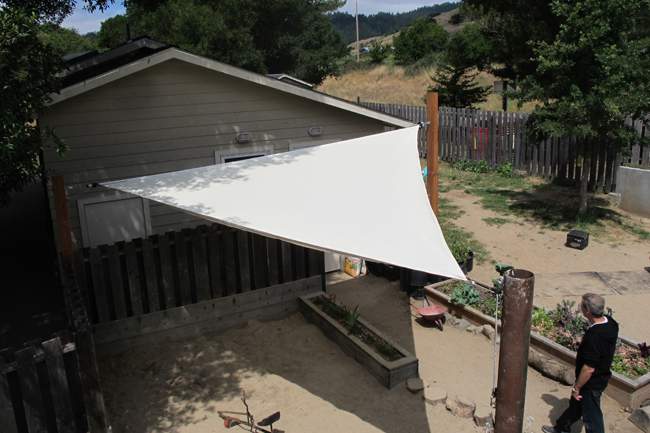 Custom shade sail triangle - The Canvas Works, Sausalito, San Francisco